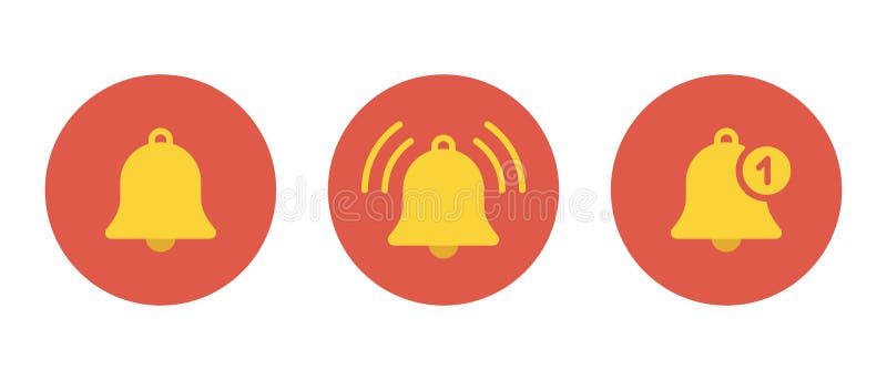 Bell Notification Icon Set in Flat Design Stock Vector - Illustration ...