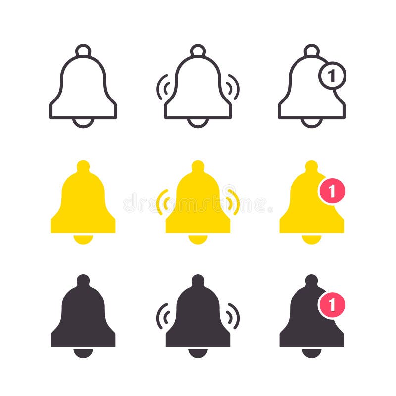 Bell Notification Icon Set, Vector Illustration. New Message Stock ...
