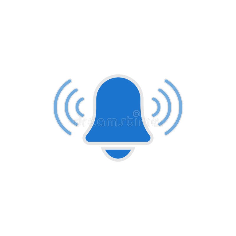 Bell with Notification Vector Icon. Notification Symbol on Blue ...