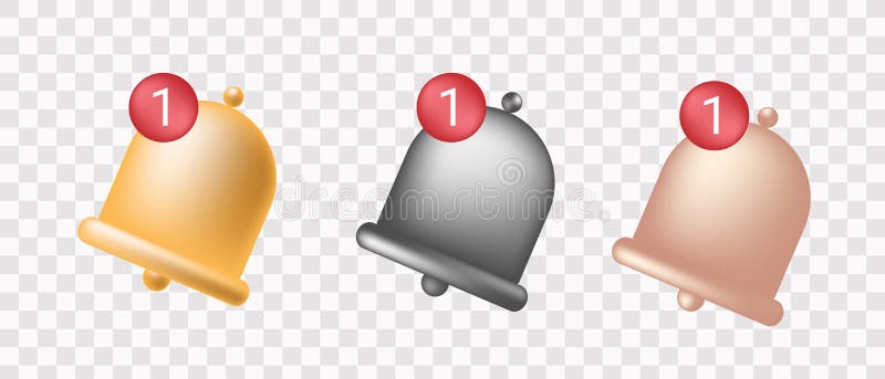 Bell with Notification, Realistic Vector Stock Vector - Illustration of ...