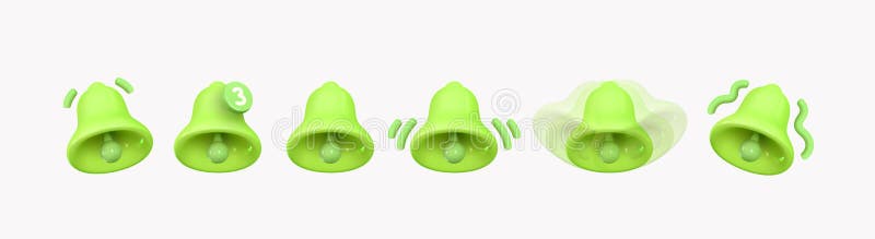 Bell Notifications. Set of Bells Icon with New Message Web Chat Green ...