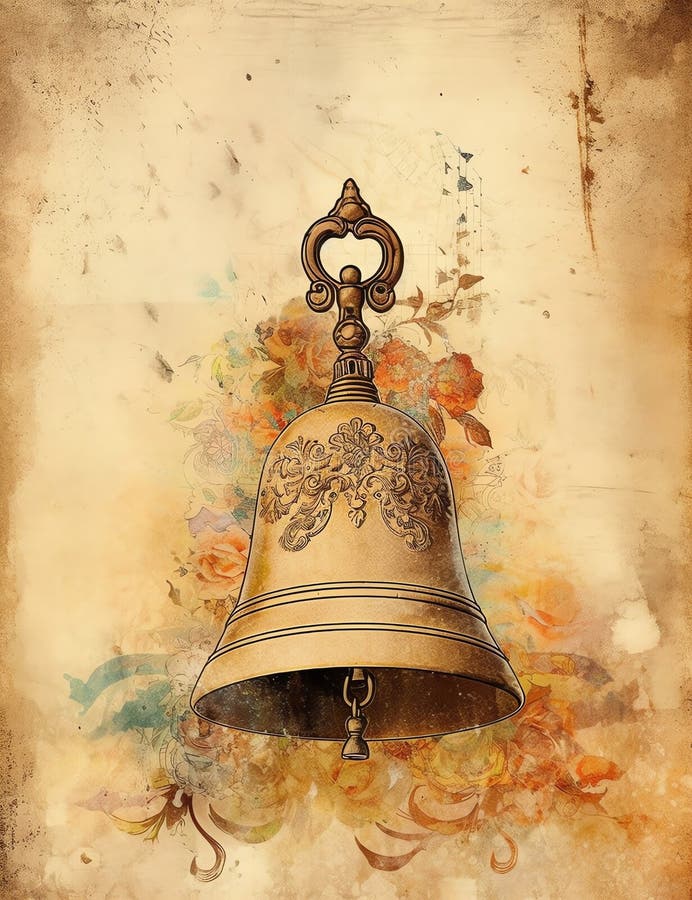 Bell Old Paper, Vintage Digital Paper Stock Illustration - Illustration ...