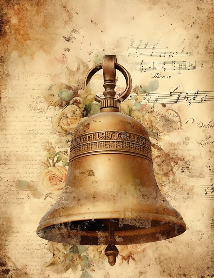 Bell Old Paper, Vintage Digital Paper Stock Illustration - Illustration ...