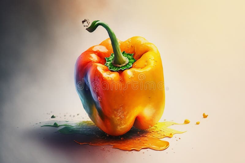 Bell Pepper in Aquarelle Style Stock Illustration - Illustration of ...