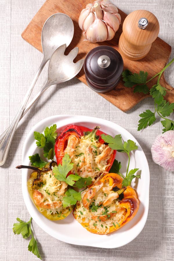 Bell Pepper with Cheese and Herbs Stock Image - Image of lunch, pepper ...