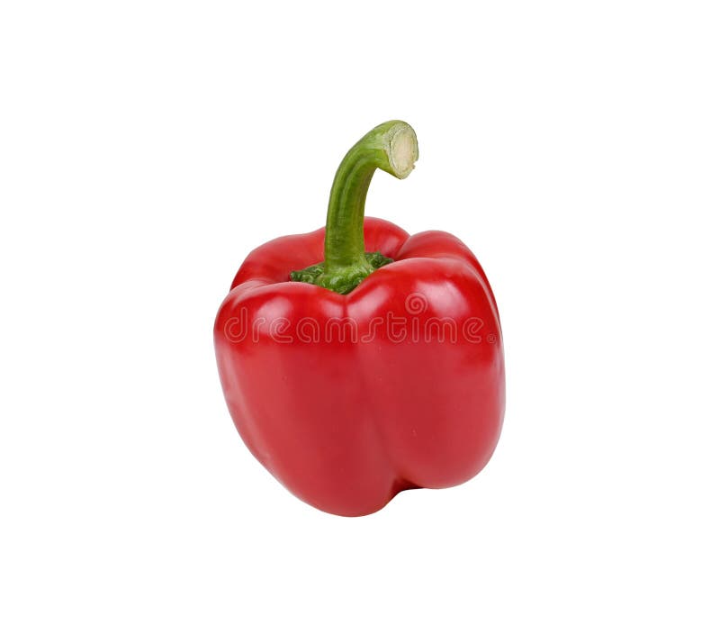 Fresh Red Bell Pepper Smooth Skinned Isolated on White Background Stock ...