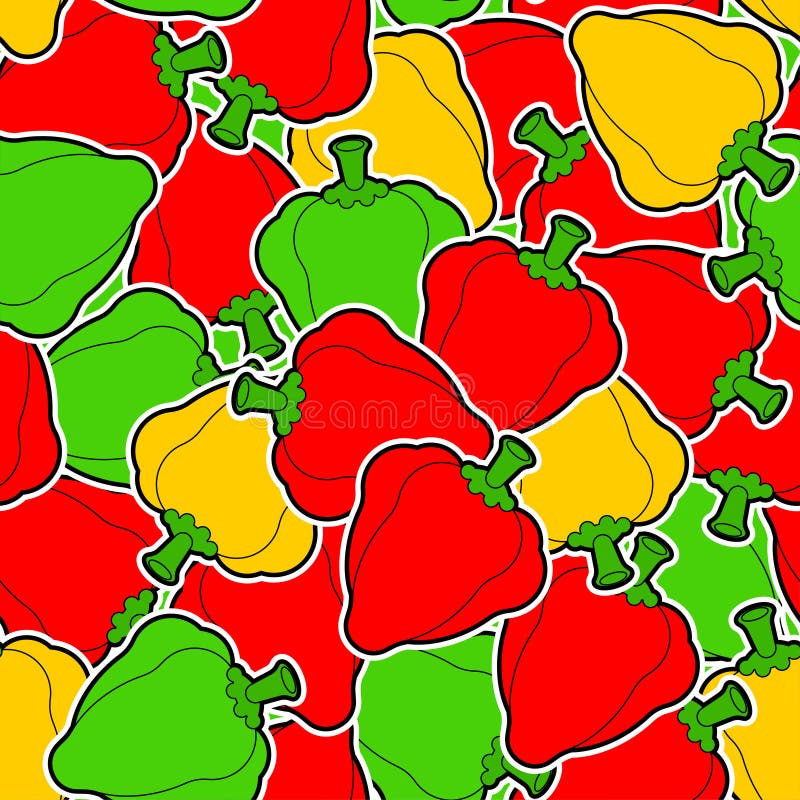 Bell Pepper Pattern Seamless. Vegetable Background. Colored Peppers ...