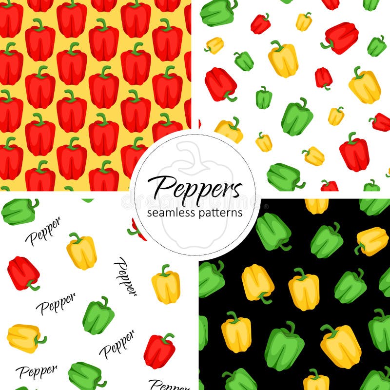 Bell Pepper Pattern. Set of Seamless Patterns Stock Vector ...
