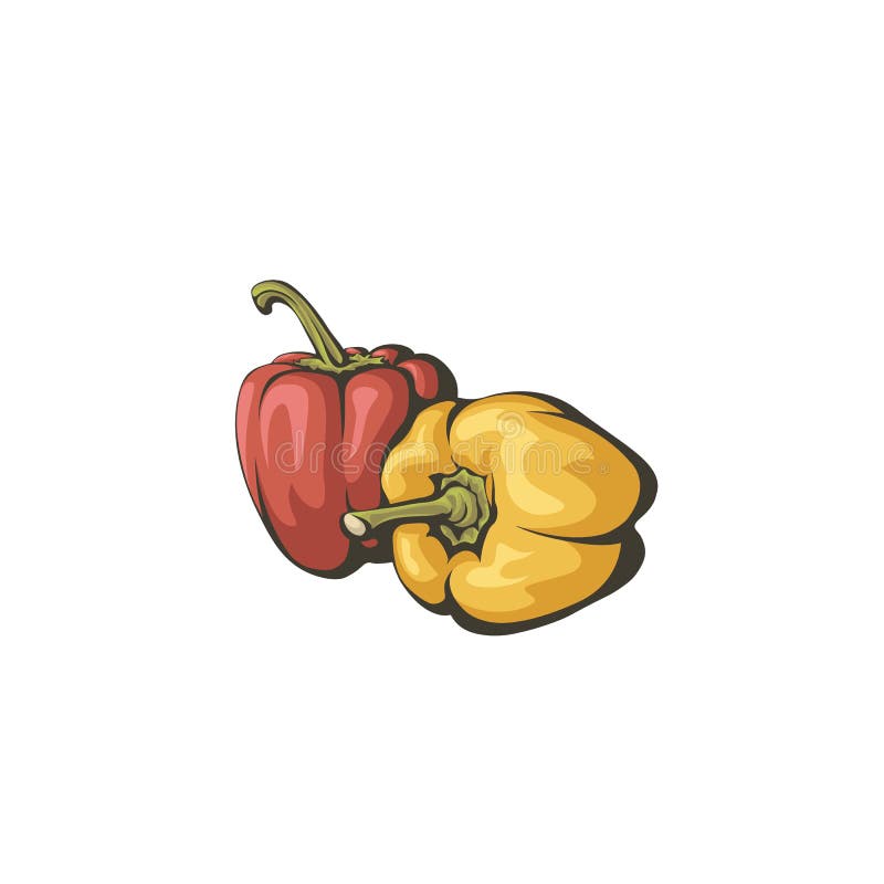Bell Peppers, Also Know As Sweet Pepper or Paprika. Stock Illustration - Illustration of natural ...