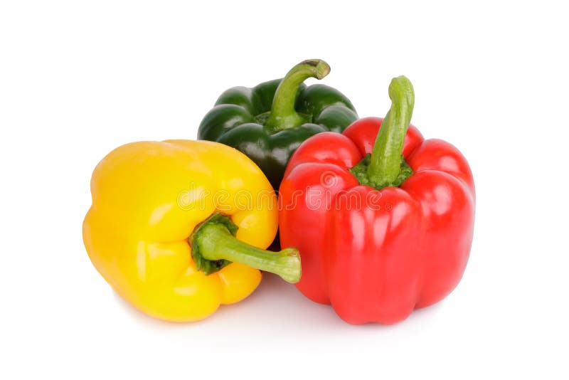 Bell Peppers or Capsicum Isolated on White Background Stock Image ...