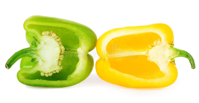 Bell Peppers with Half Isolated on White Stock Image - Image of ...