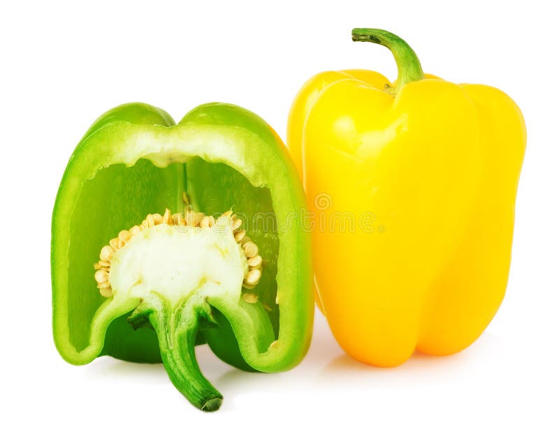 Bell Peppers with Half Isolated on White Stock Photo - Image of ...
