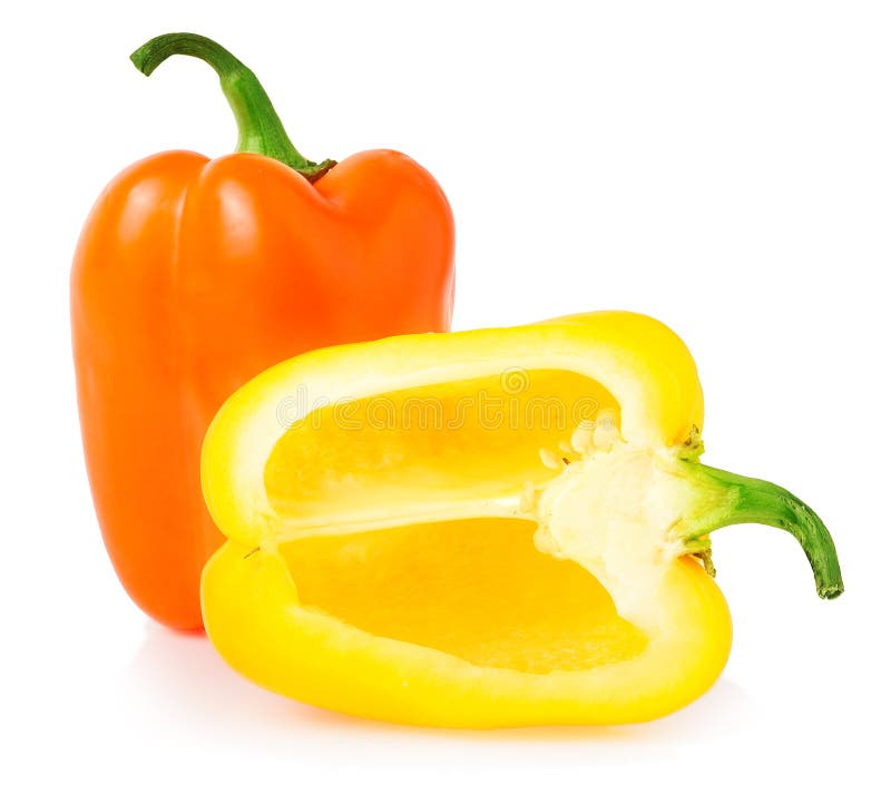Bell Peppers with Half Isolated on White Stock Photo - Image of ...