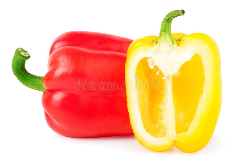 Bell Peppers with Half Isolated on White Stock Photo - Image of healthy ...