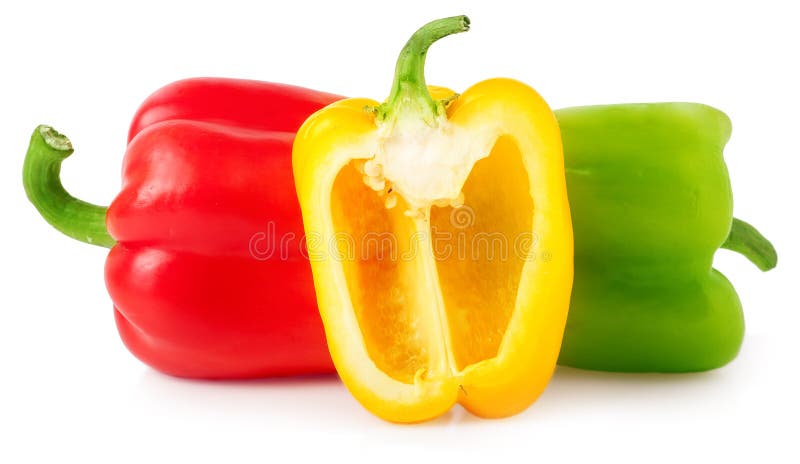 Bell Peppers with Half Isolated on White Stock Image - Image of ...