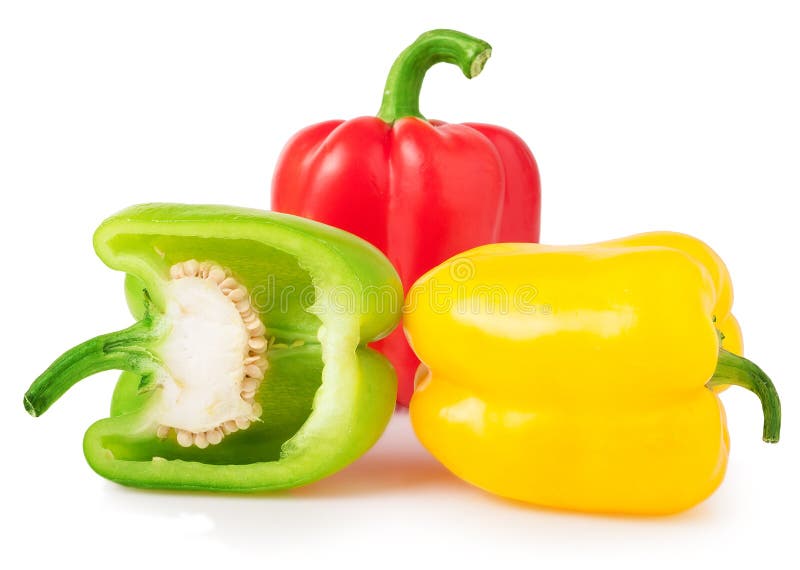 Bell Peppers with Half Isolated on White Stock Image - Image of ...