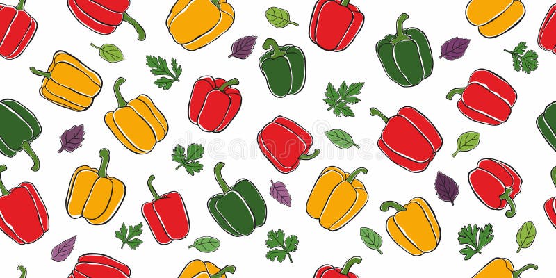 Bell Peppers White Background Seamless Pattern Stock Illustrations – 263 Bell Peppers White ...