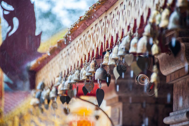 The bell in the rain stock image. Image of small, asian - 39320255