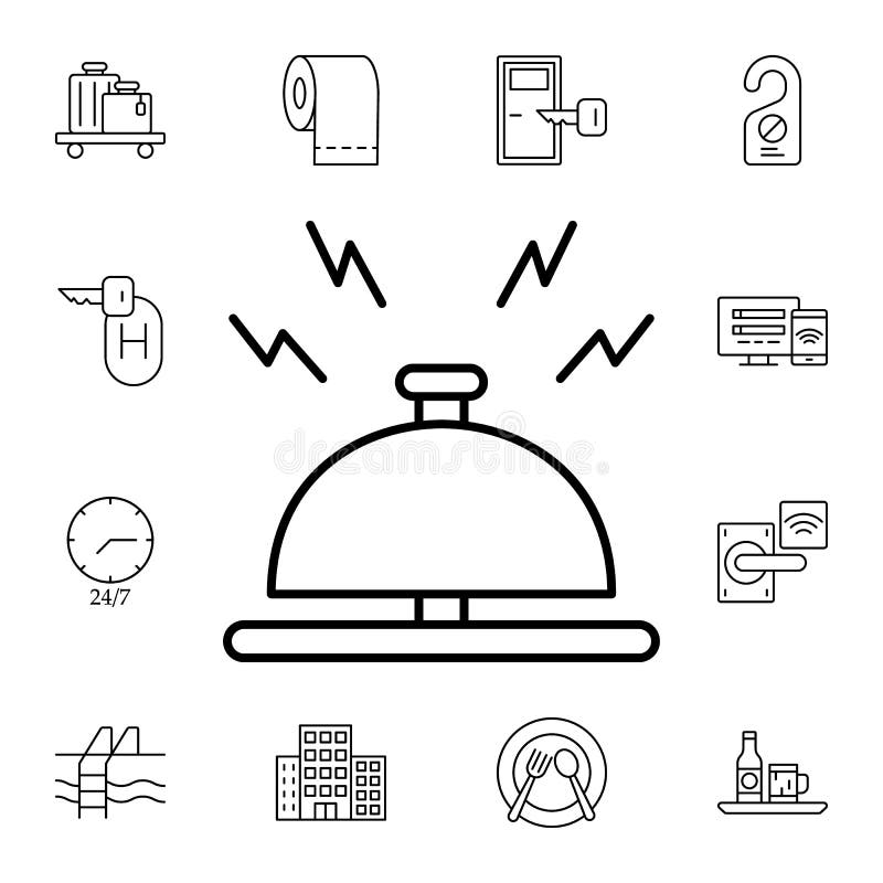 No Reception Icon. Simple Thin Line, Outline Vector of Hotel Service ...