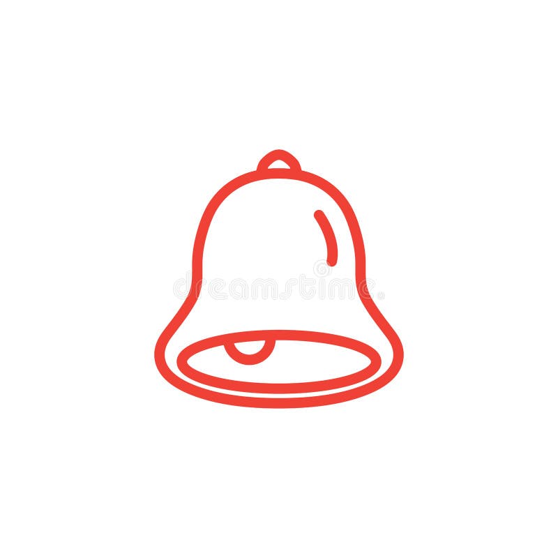 Bell Red Icon on White Background. Red Flat Style Vector Illustration ...