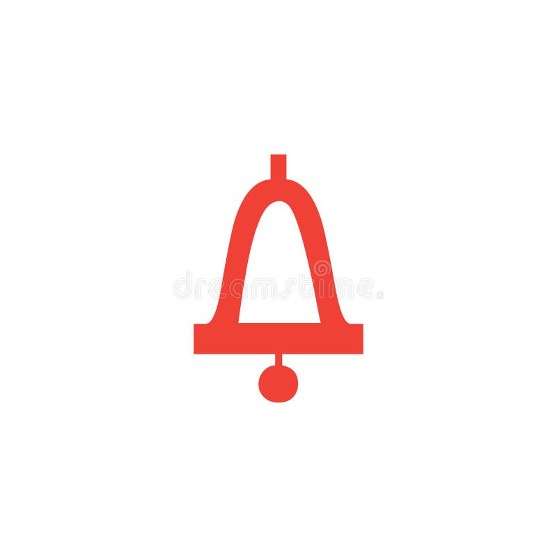 Bell Red Icon on White Background. Red Flat Style Vector Illustration ...
