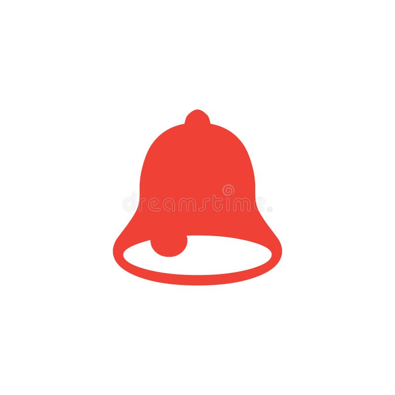 Bell Red Icon on White Background. Red Flat Style Vector Illustration ...