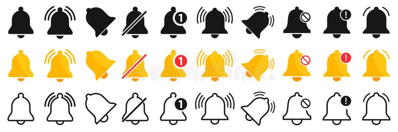 Bell Reminder Notification Icon Collection. Set of Notification Bell ...