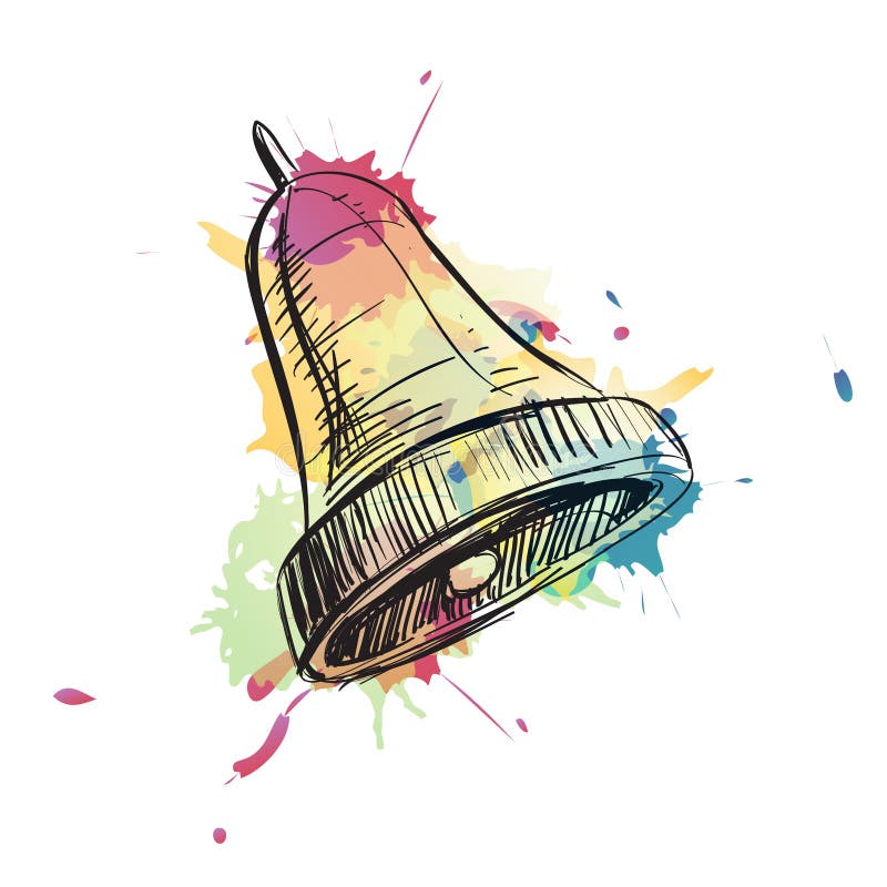 Bell Ring Watercolor Sketch Vector Illustration Stock Image - Image ...
