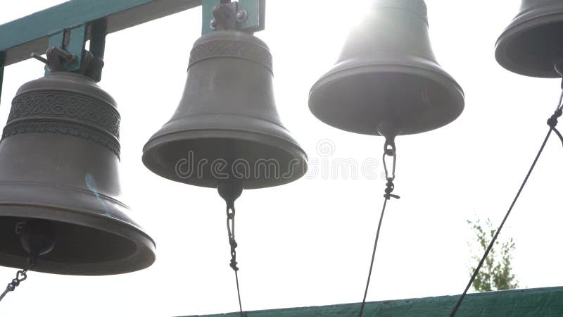 Bell Ringing. Beat Bells of Different Sizes Stock Footage - Video of ...