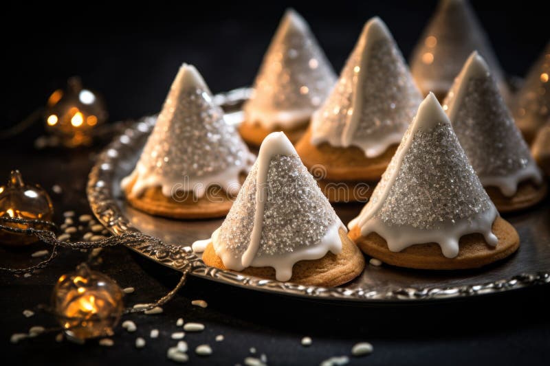 Bell-shaped Cookies with Shiny Silver Icing Stock Image - Image of ...