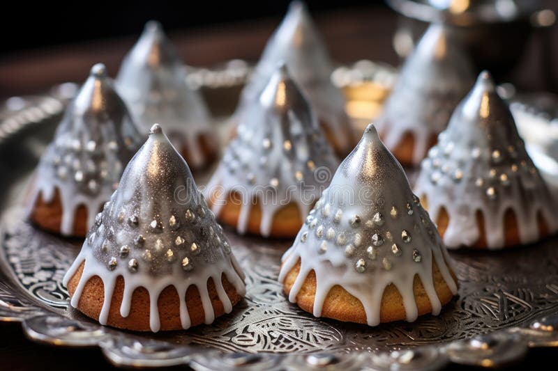 Bell-shaped Cookies with Shiny Silver Icing Stock Image - Image of ...
