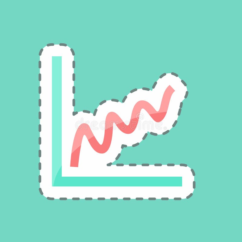 Bell Shaped Graph Sticker in Trendy Line Cut Isolated on Blue ...