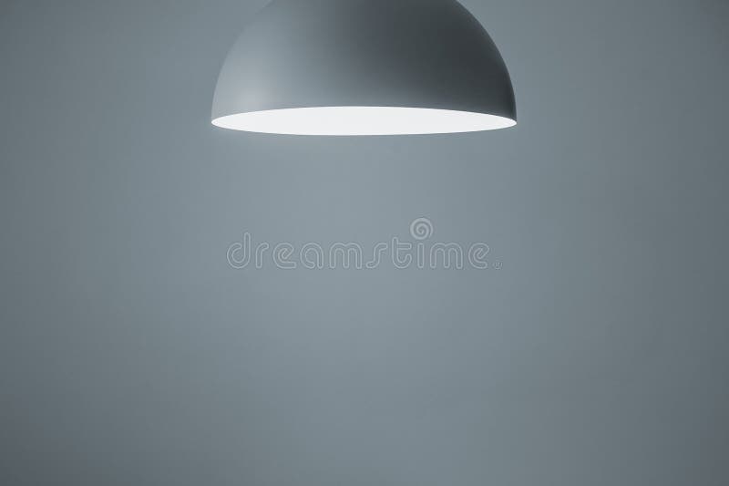 Bell Shaped Pendant Light in Living Room Stock Photo - Image of grey ...