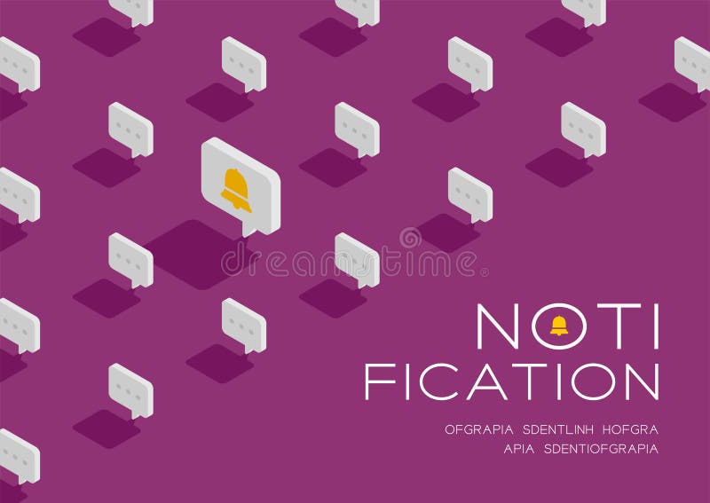 Bell Sign in Speech Bubble Message 3D Isometric Pattern, Notification ...