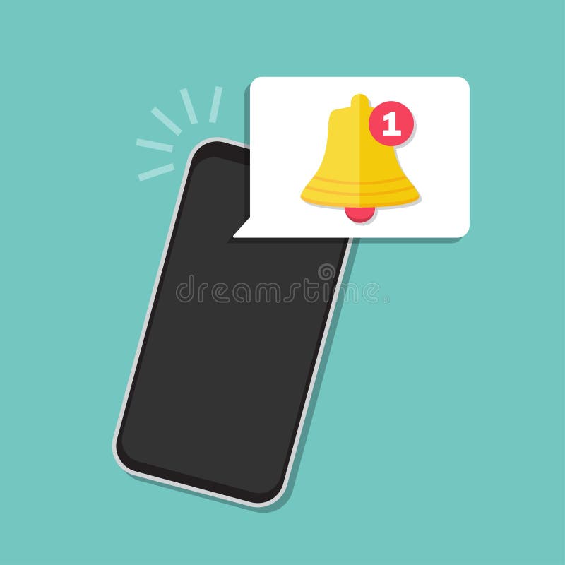 Bell Smartphone Notification in a Flat Design. Vector Illustration ...