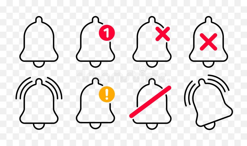 A Bell Symbols Set, Notification Symbol, Alarm Symbol Stock ...