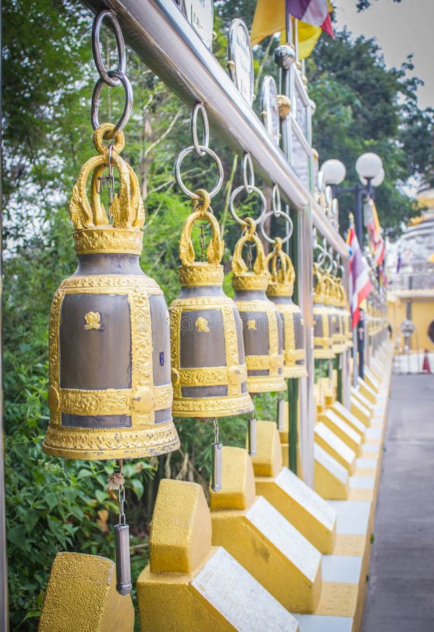 Bell in Thailand temple stock photo. Image of place, yellow - 65068096