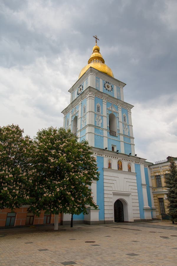 Bell Tower of the Ancient St. Michael`s Cathedral, Kiev Stock Image ...