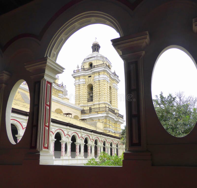 Cathedral Tower through Window Arch Stock Photo - Image of bell, tower ...