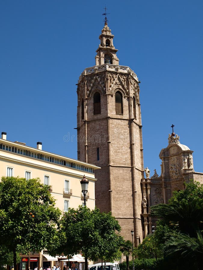 Bell Tower of the Cathedral of Valencia, Spain Stock Photo - Image of ...