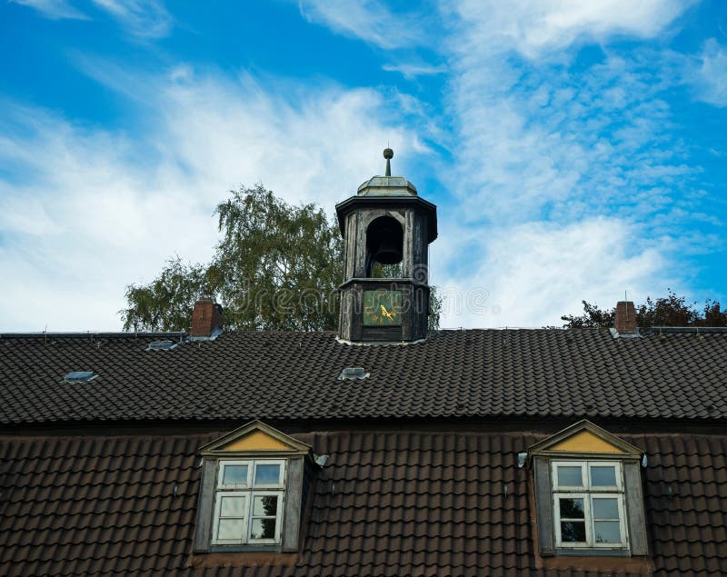 Bell Tower with Chimes on Roof of the Old House Stock Photo - Image of ...