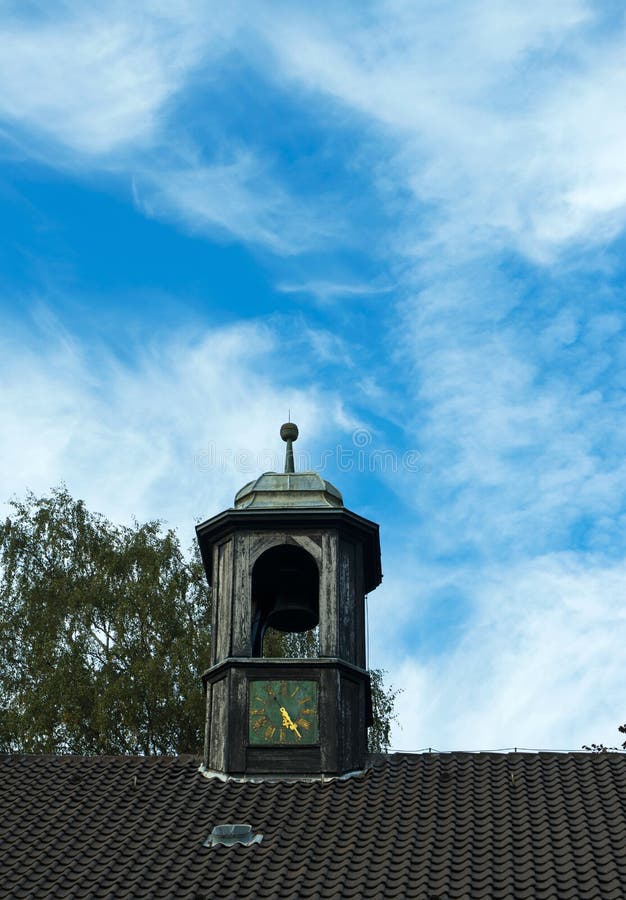 Bell Tower with Chimes on Roof of the Old House Stock Photo - Image of ...