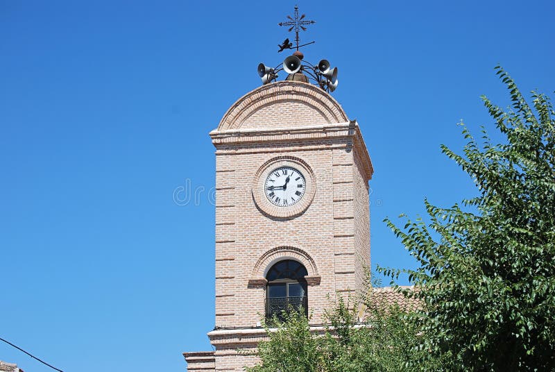 Bell Tower of the Church with Embedded Clock Dialing the Hours Stock ...