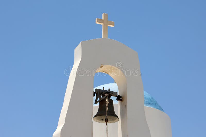 Bell Tower with a Cross on a Church in Cyprus Stock Photo - Image of ...