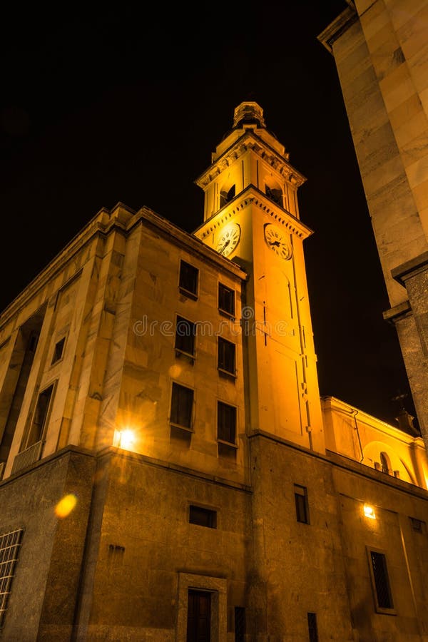 The Bell Tower in the Dark, Turin Stock Image - Image of square, window ...