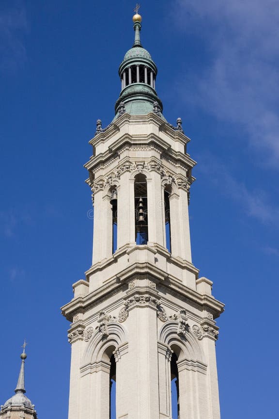 Bell Tower of El Pilar, Zaragoza Stock Image - Image of towers, pilar ...