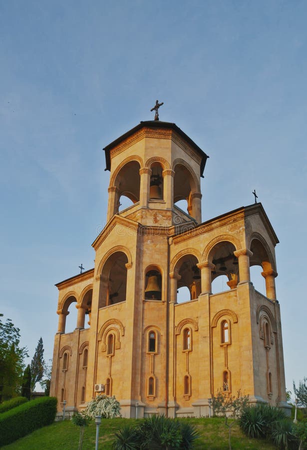 Bell Tower of Holy Trinity Cathedral of Tbilisi Stock Image - Image of ...
