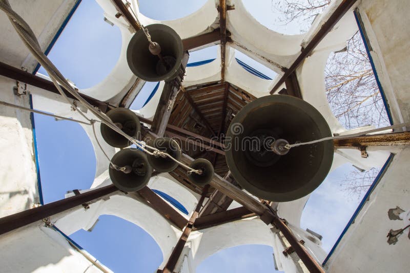 Bell Tower Inside in Christian Orthodox Monastery at Sunny Winter Day ...