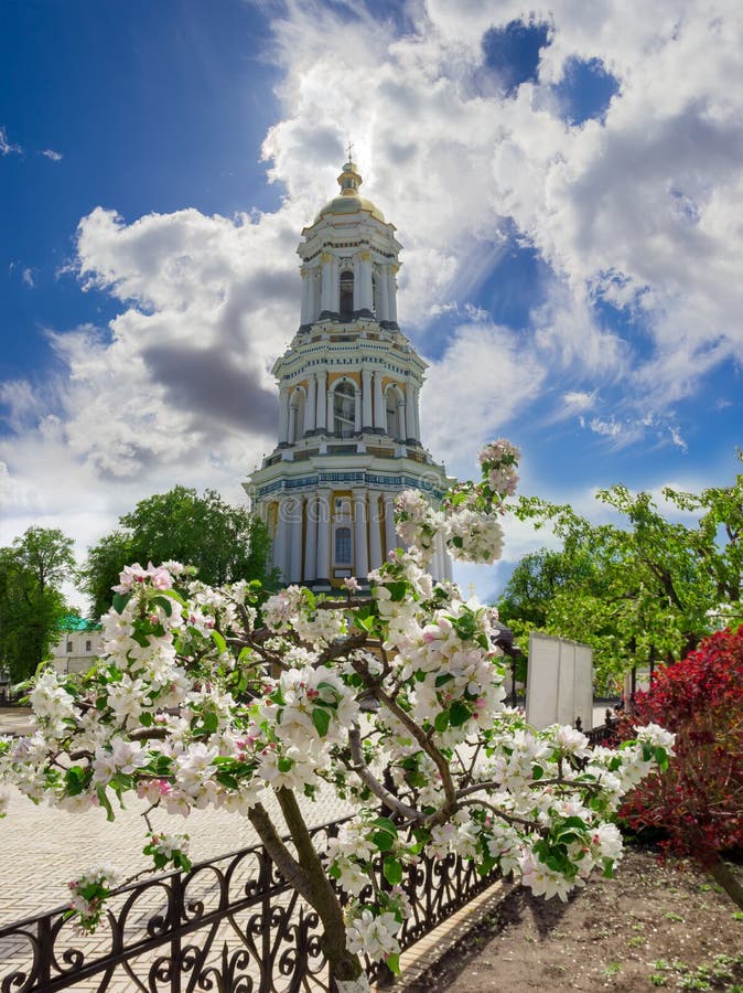 Bell Tower Orthodox Monastery Flowering Apple Tree Stock Photos - Free ...
