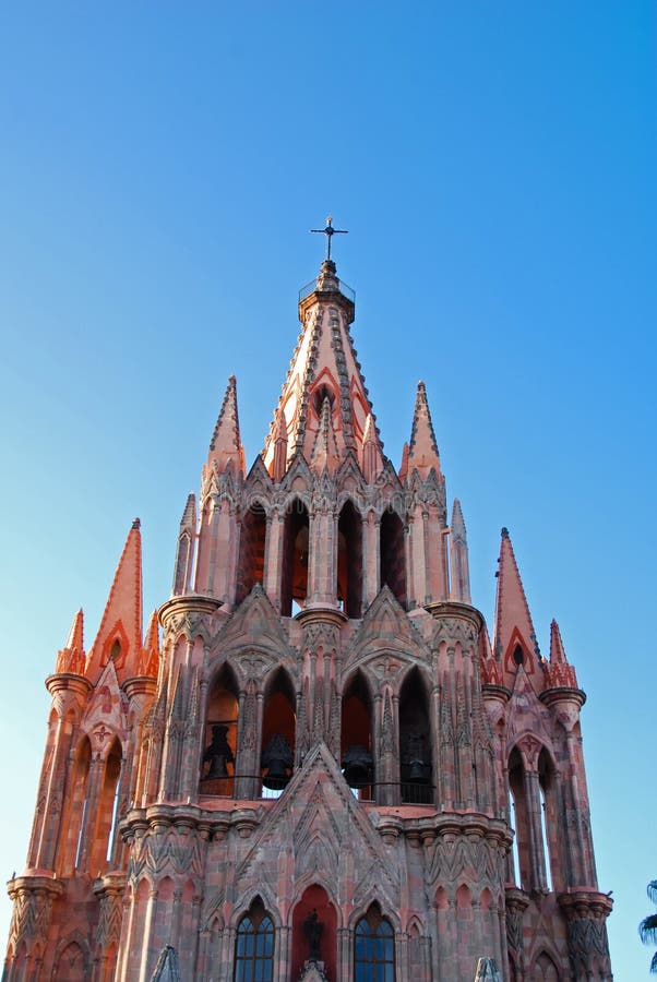 Bell Tower, San Miguel De Allende, Mexico. Stock Image - Image of tree ...